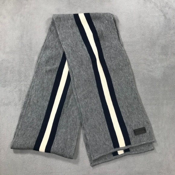 Coach | Accessories | Coach Mens Grey Knit Striped Scarf Size 8 X 6 ...